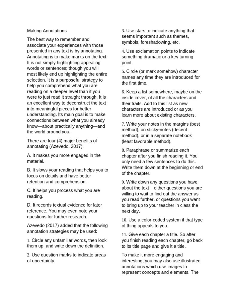 Making Annotations | PDF | Reading Comprehension | Writing
