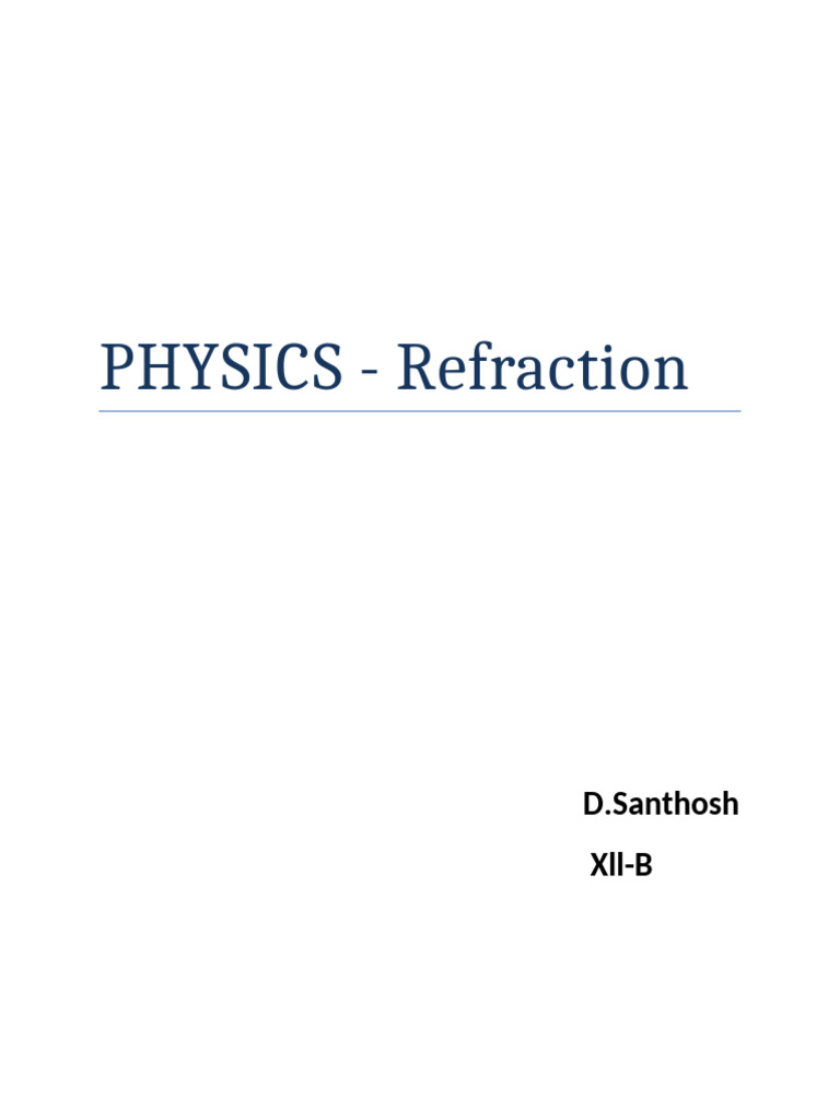 PHYSICS - Investiagatory Project-Edited Font | PDF | Refraction | Reflection (Physics)