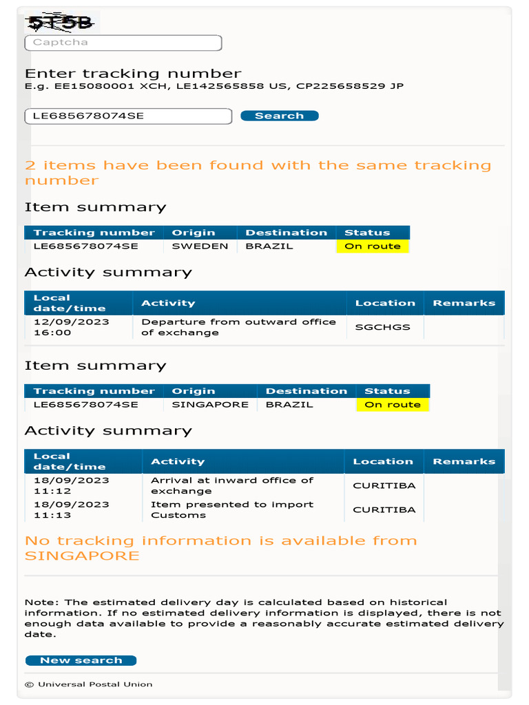 Track Your Package: LE685678074SE | PDF