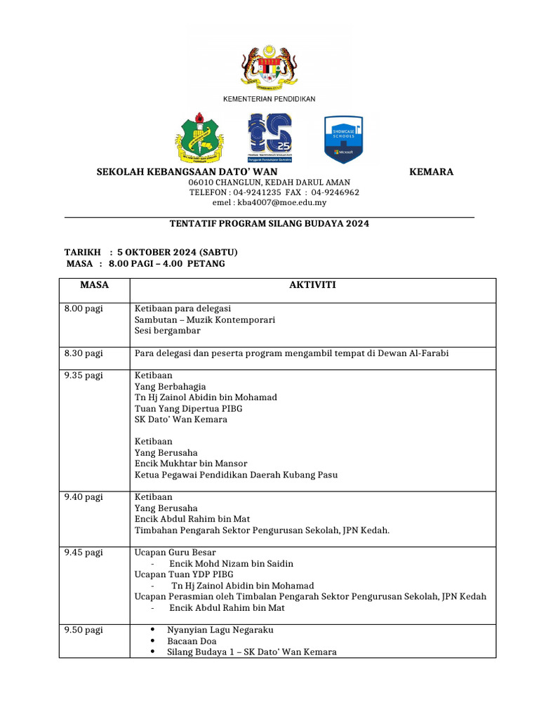 Aturcara Program Eksporasi Silang Budaya 2024 | PDF
