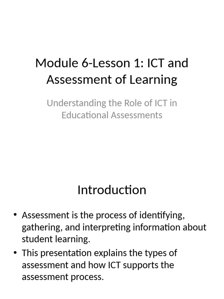 ICT and Assessment of Learning Presentation | PDF