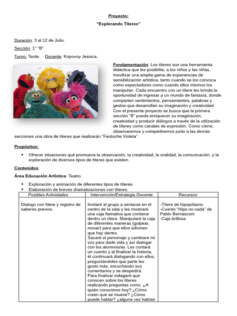 Proyecto Titeres | PDF | Marionetas | Creatividad
