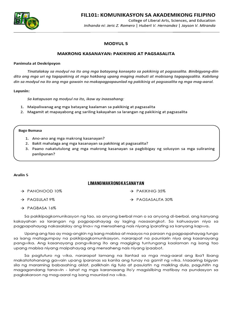 Fil101 Kaf Modyul 5 | PDF