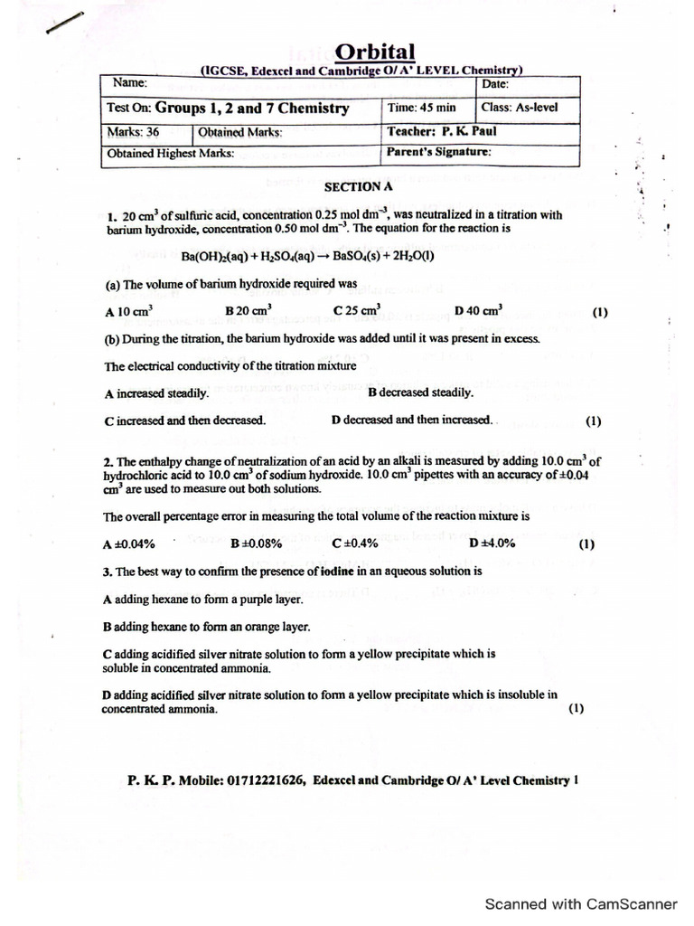 Group 1 2 and 7 Test | PDF
