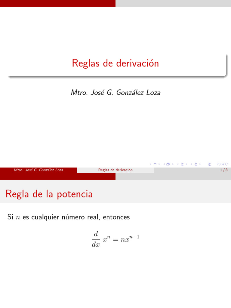 Cálcolo Diferencial Reglas Básicas de Derivación | PDF | Derivado | Álgebra