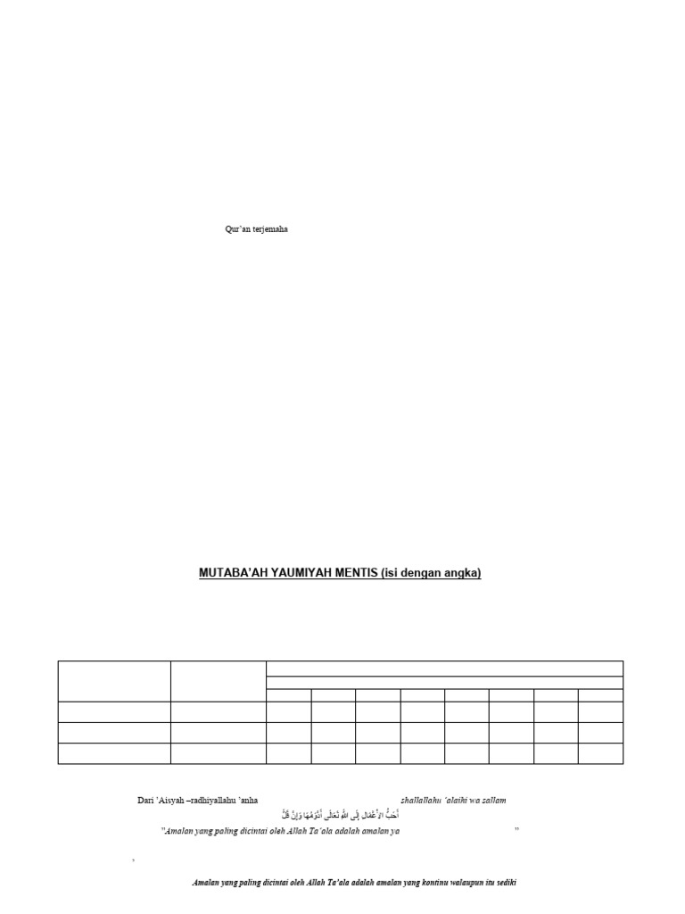 Mutaba'ah Yaumiyah | PDF