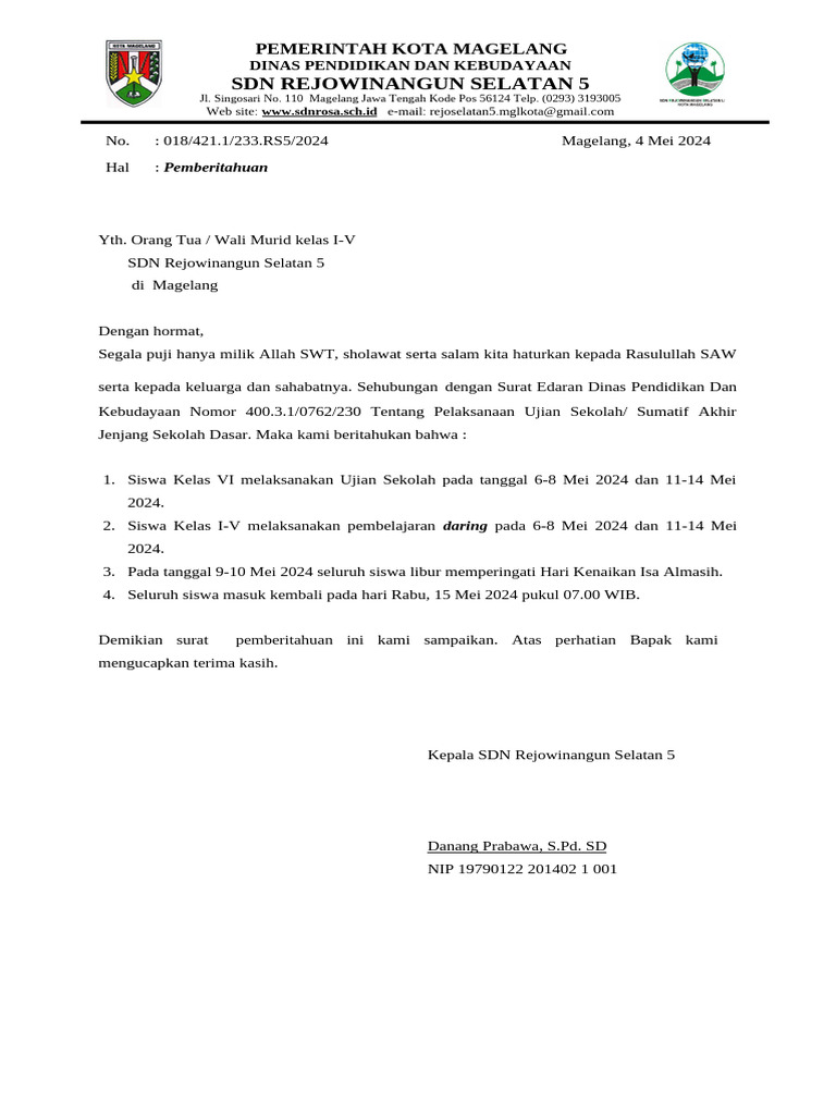 Surat Edaran Daring | PDF