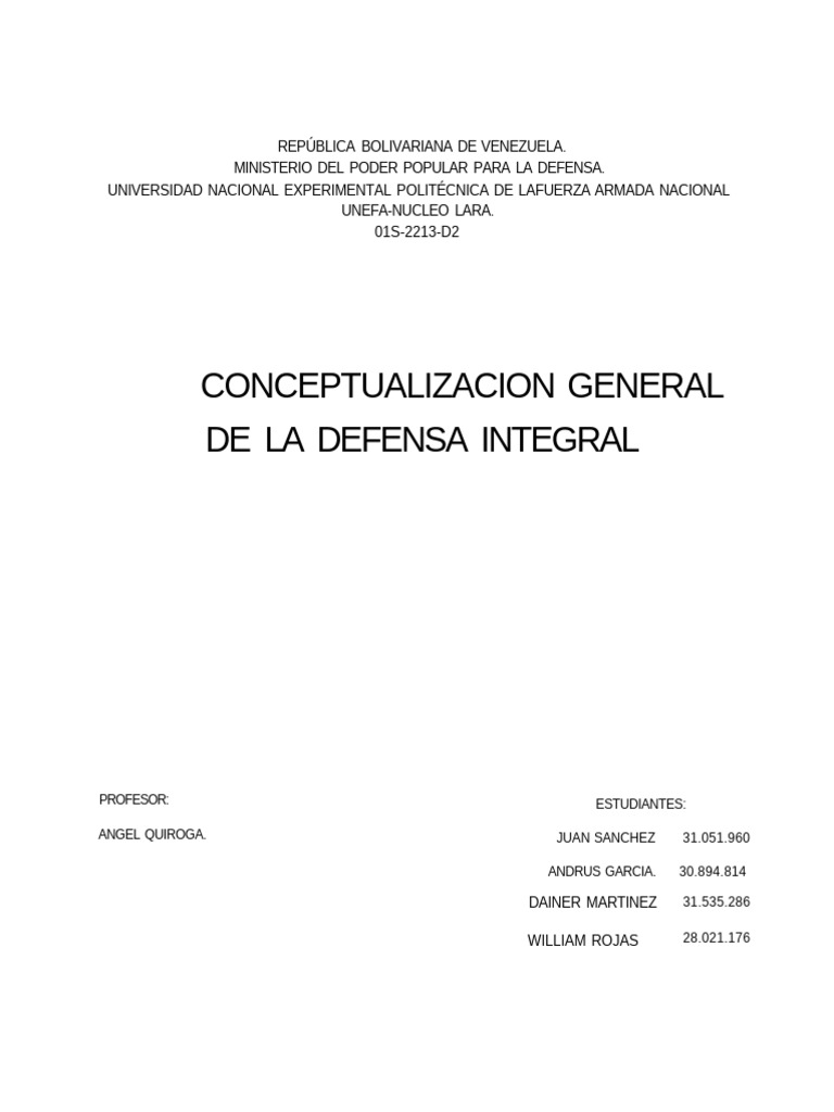 Defensa Integral en Grupo | PDF | Estado (política) | Valores
