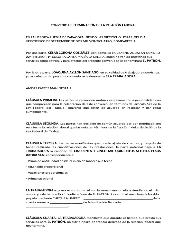 Terminación de Relación Laboral 2024 | PDF | Justicia | Crimen y violencia