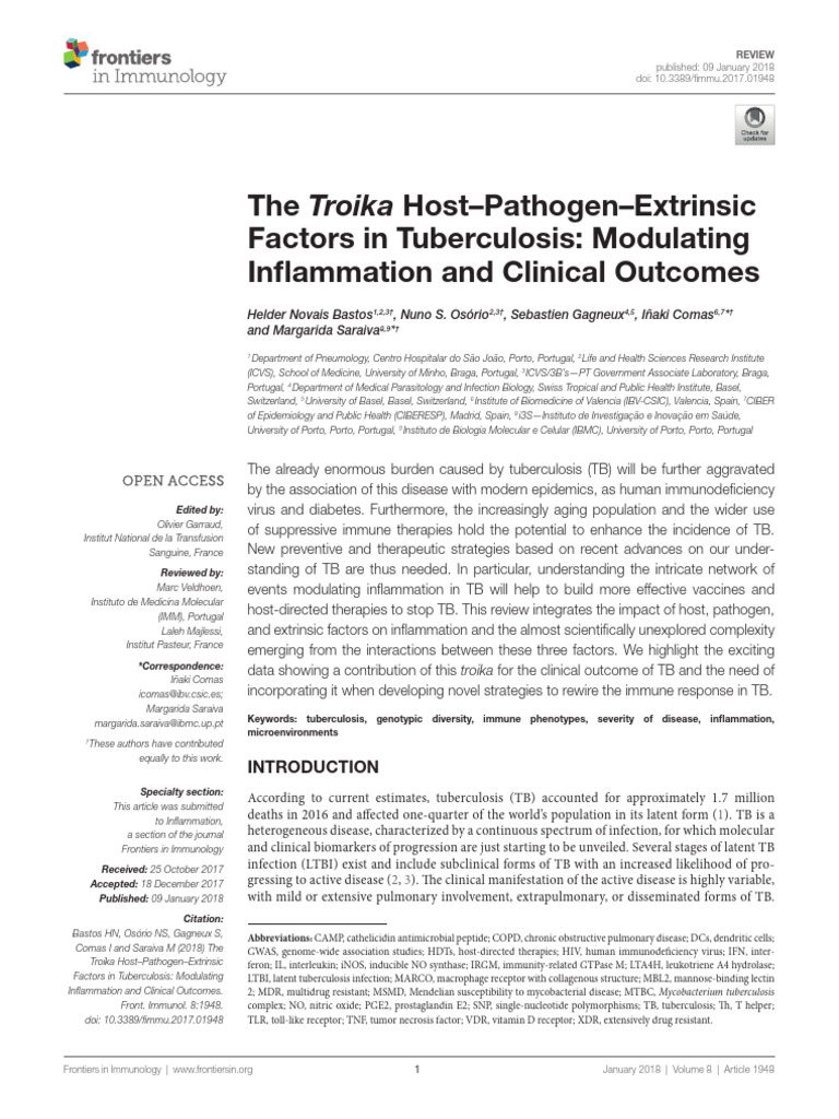 BASTOS 2018 - The Troika Host - Pathogen - Extrinsic Factors in Tuberculosis - Modulating ...