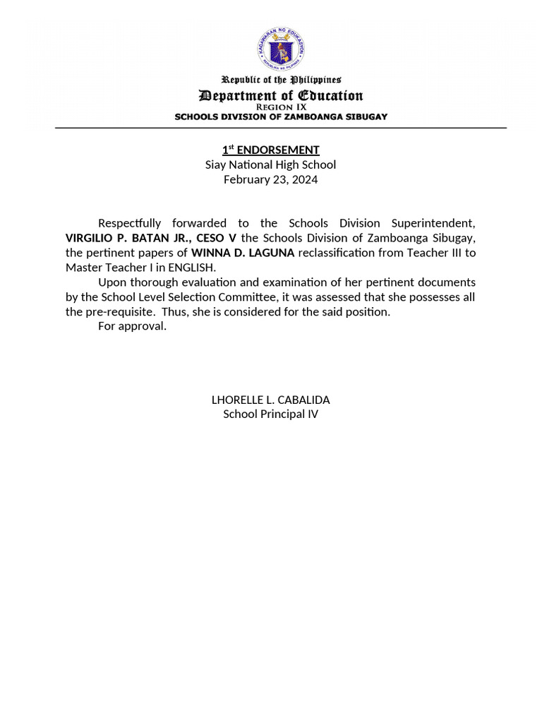 Teacher Reclassification Approval | PDF