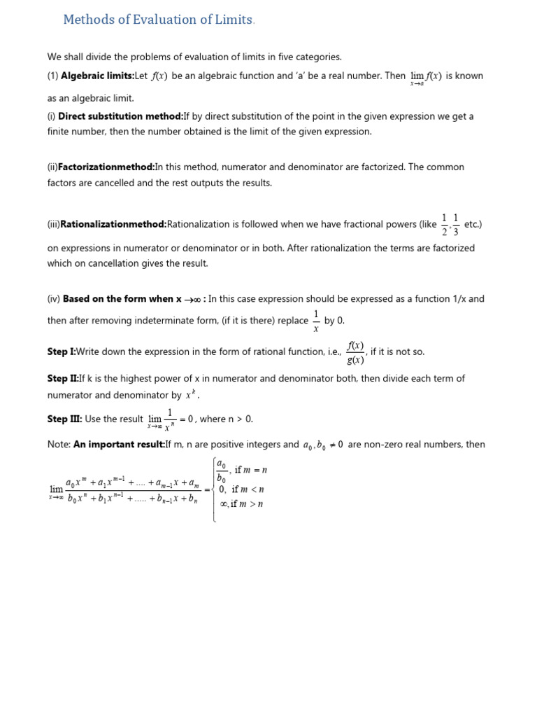 4 - JEE - Maths - Limits - Methods of Evaluation of Limits | PDF ...