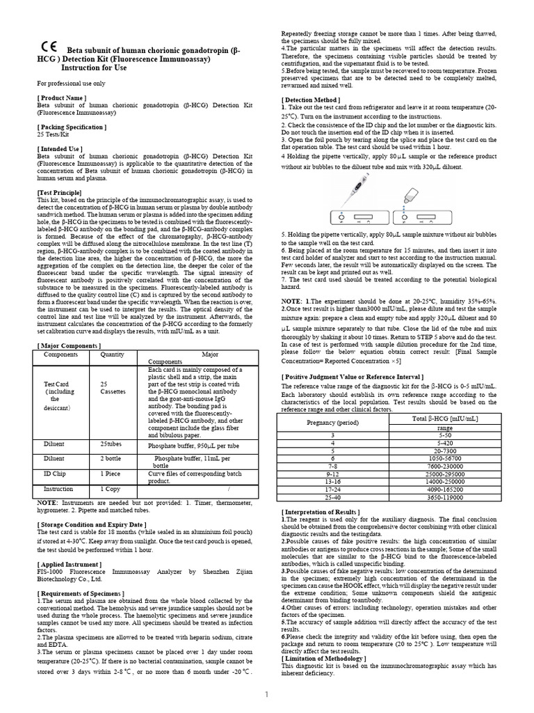 07.2 Instruction For Use-HCG | PDF | Immunoassay | Antibody