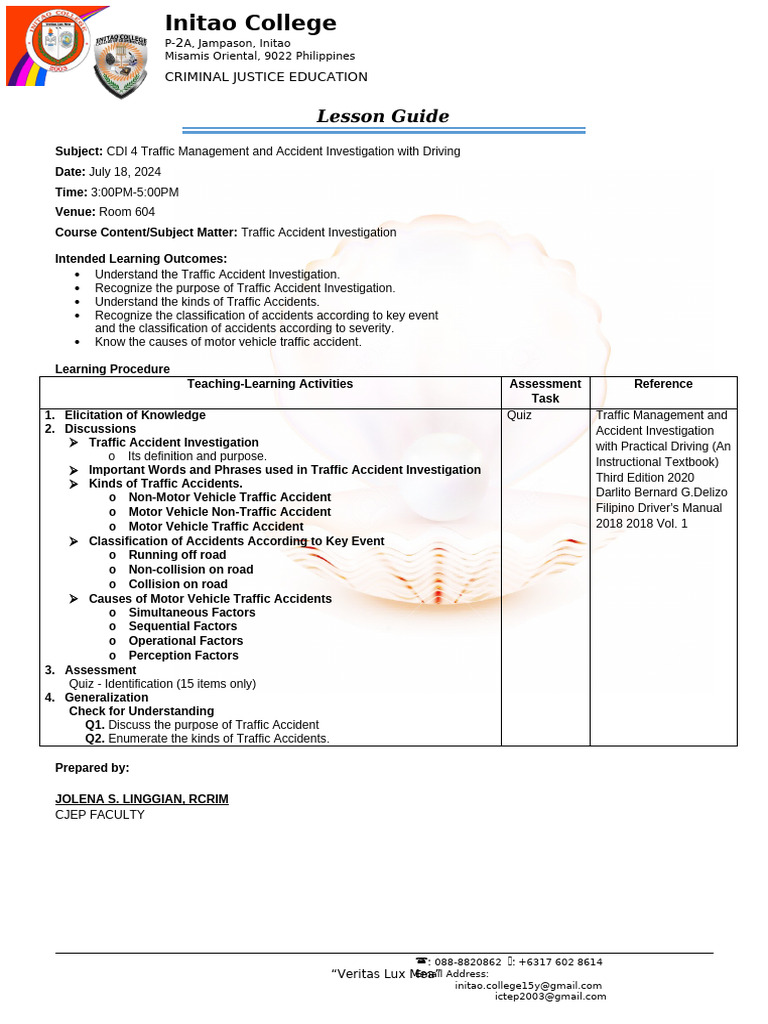 CFLM1 Learning-Plan | PDF | Traffic Collision | Cognitive Science