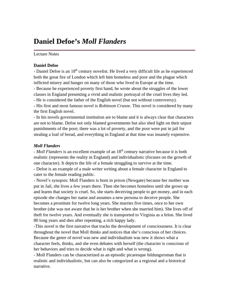 Daniel Defoe's Moll Flanders | PDF | Daniel Defoe