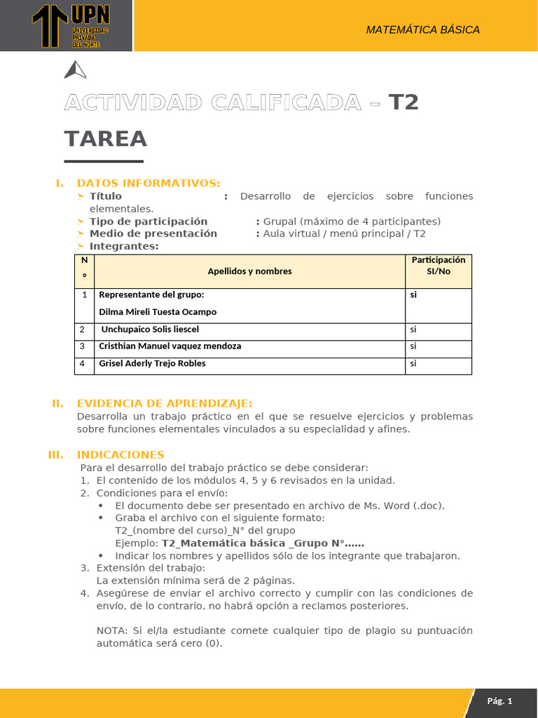 MATH.1100.T2 (1) t2 | PDF | Función (Matemáticas) | Variable (Matemáticas)