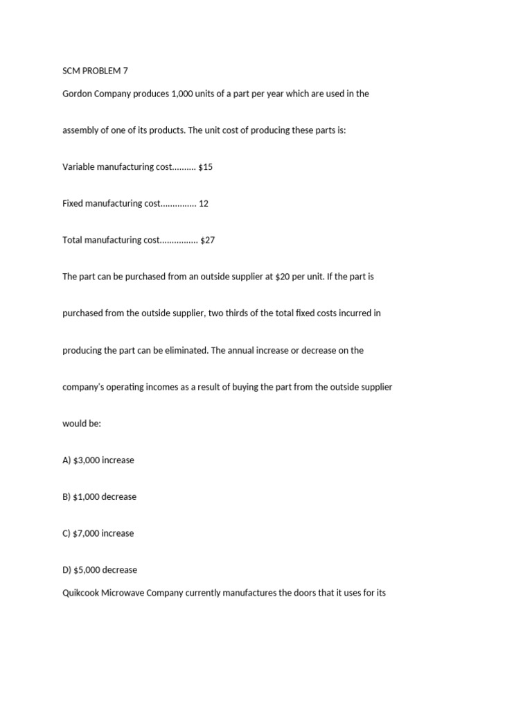 SCM Problem 7 | PDF | Technology & Engineering