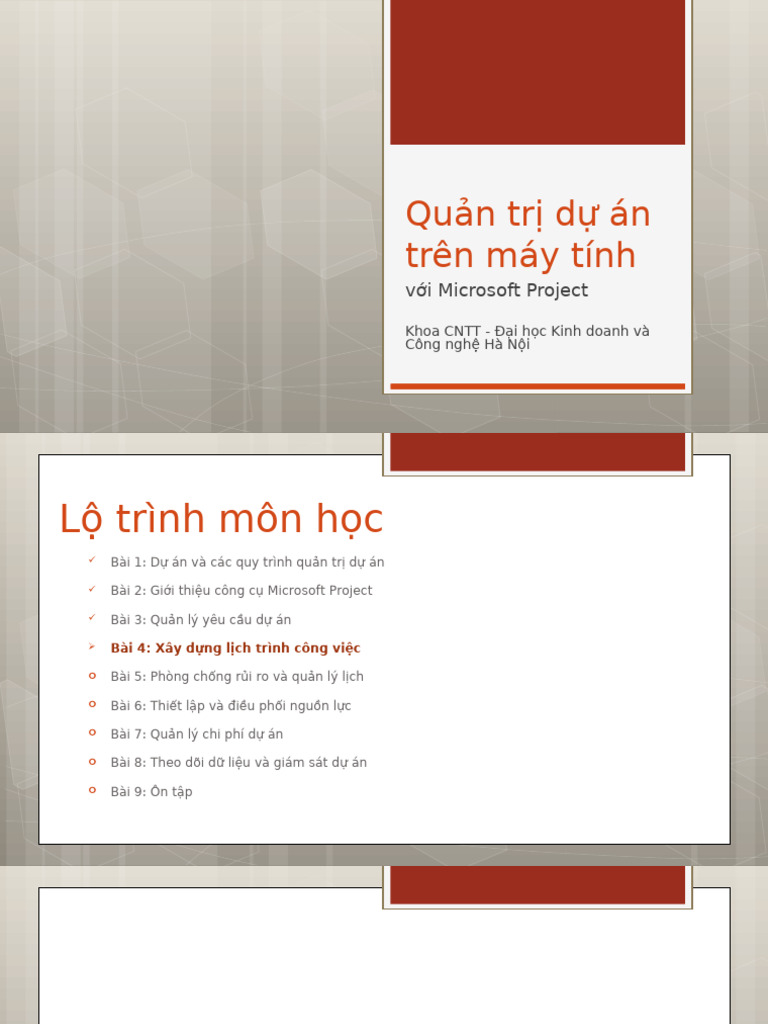 HUBT QTDA Chuong4 XayDungLichTrinhCongViec | PDF