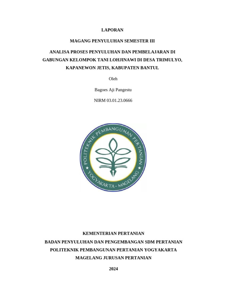 Laporan PBL Magang Bagoes Aji Pangestu - 3ppb-A - th2024 Nw22 | PDF