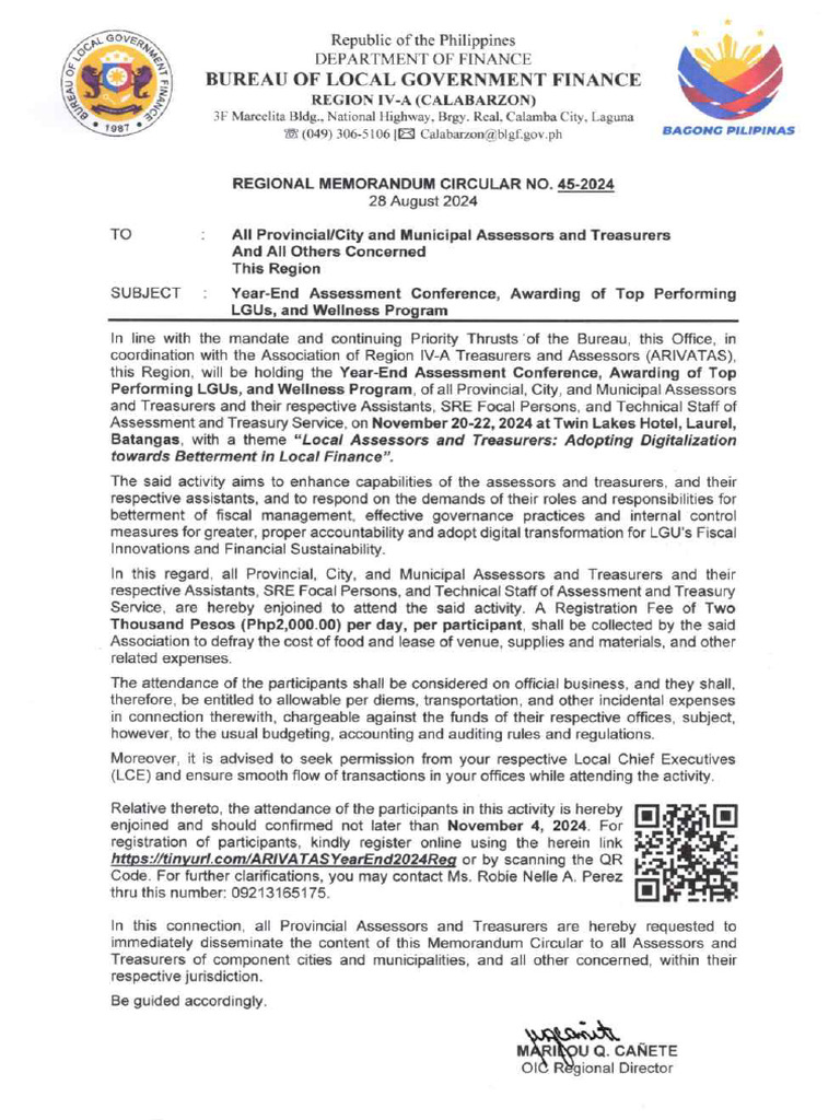 BLGF RMC No. 45 2024 Year End Assessment Conference | PDF