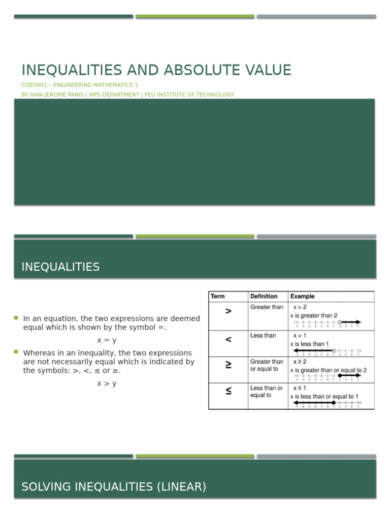 Inequalities and Absolute Value Equations | PDF | Science & Mathematics | Computers