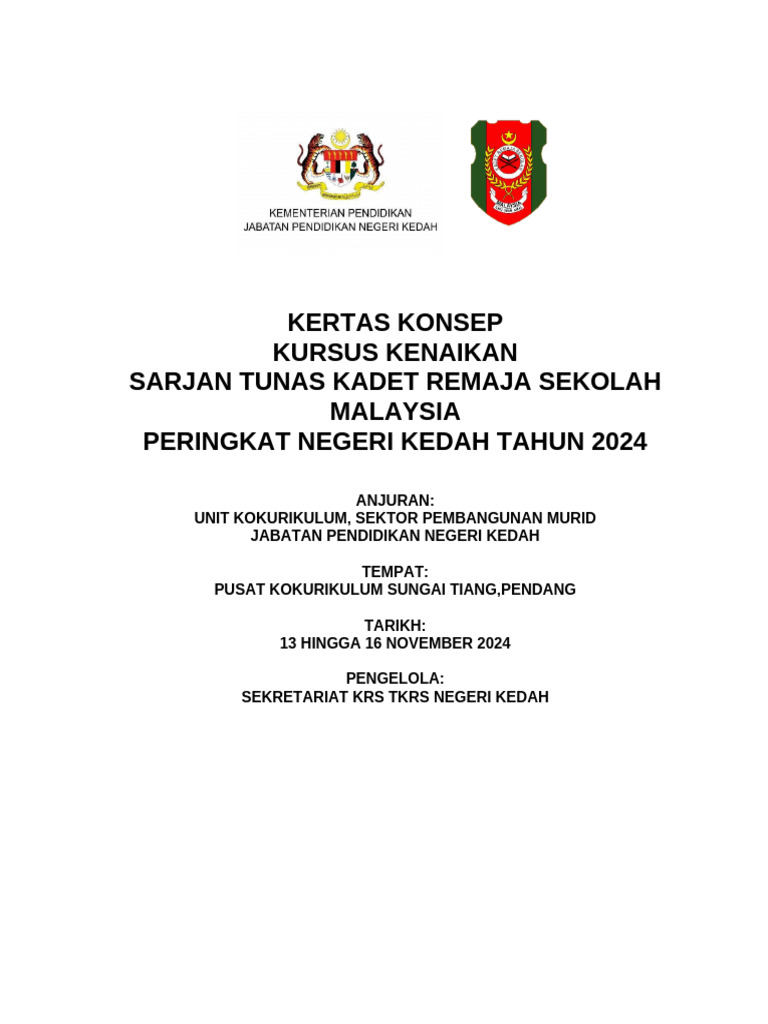 Kertas Konsep Kenaikan Pangkat Sarjan TKRS Negeri 2024 | PDF