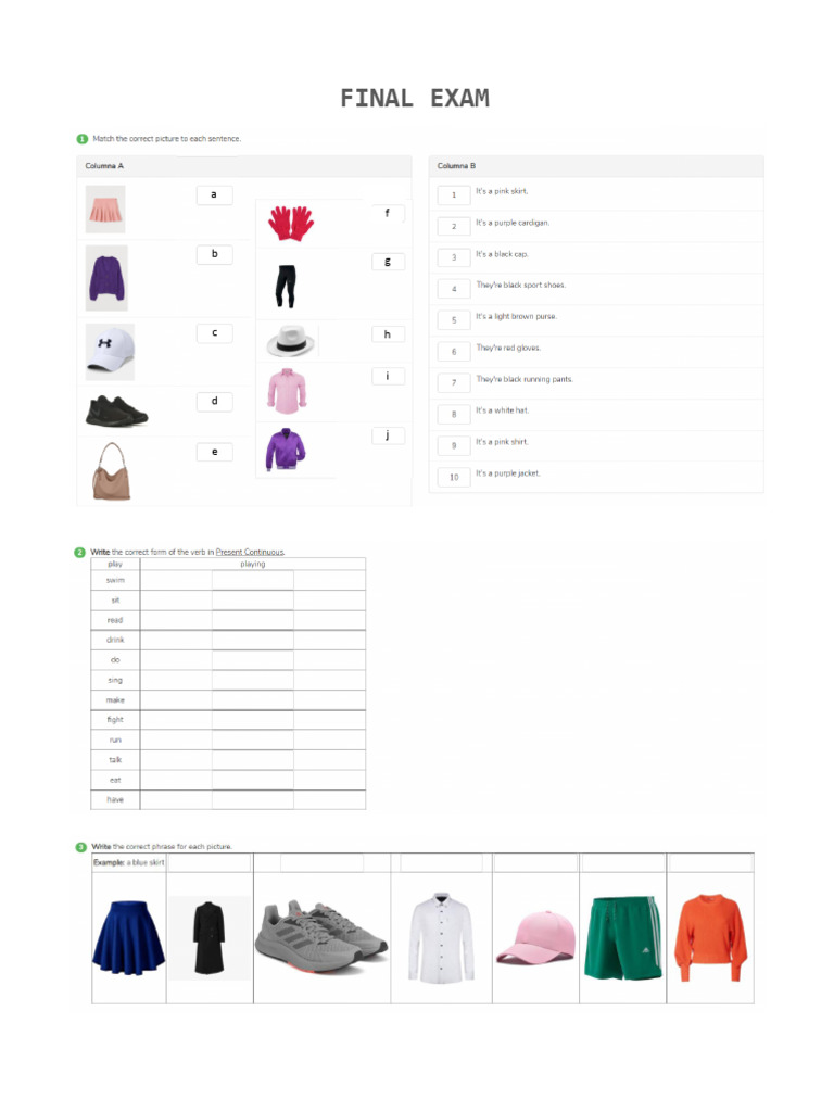 Final Exam: Plural Nouns & Time Writing | PDF