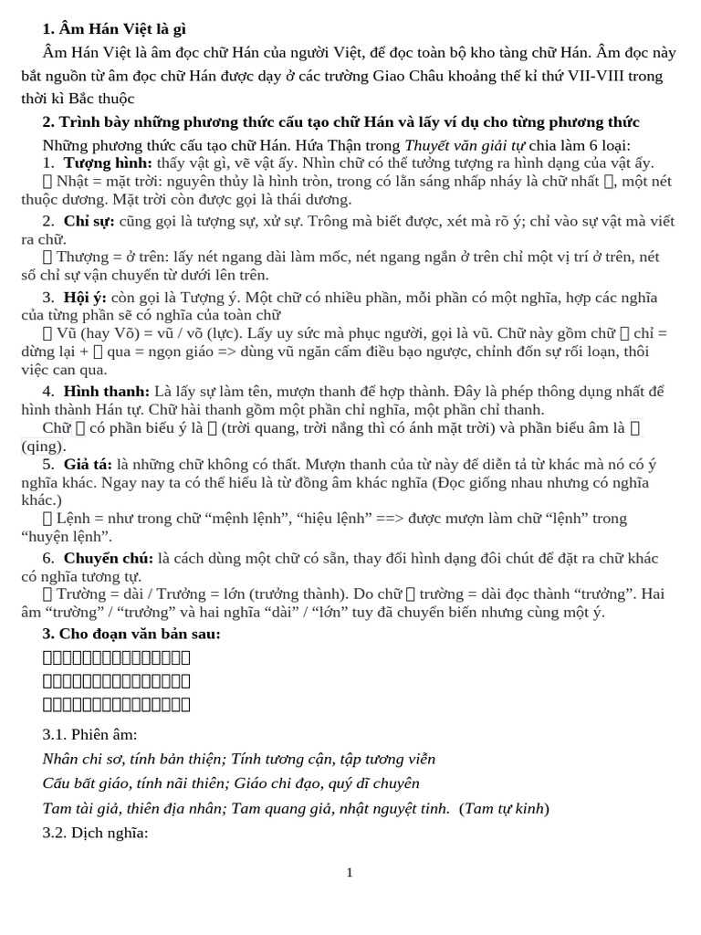 Tai Lieu Hoc Phan Han Nom Co So | PDF