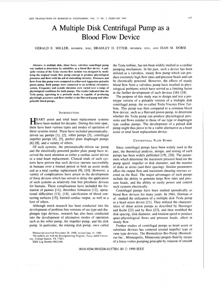 Pulsatile Tesla Disk Pump for Blood Flow | PDF | Pump | Hemodynamics