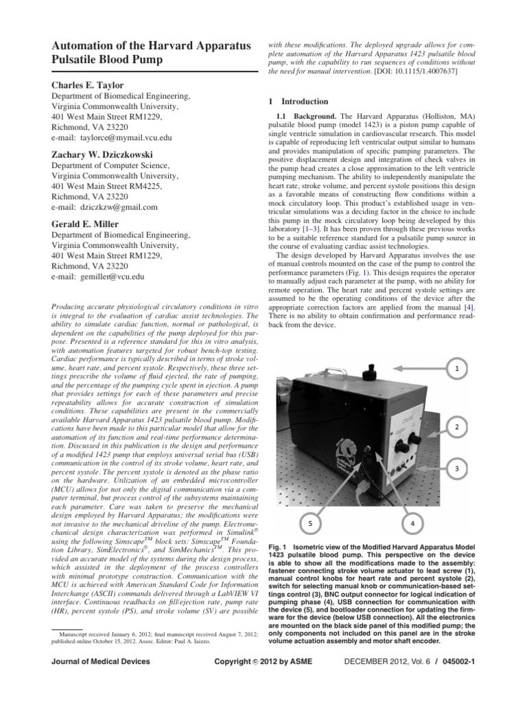 Automation of Harvard Pulsatile Pump | PDF | Ventricle (Heart) | Pump
