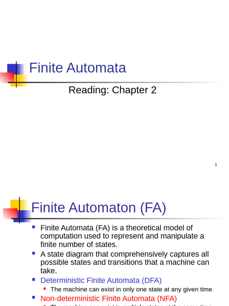 Chap 2 FiniteAutomata | PDF | Automata Theory | Theory Of Computation