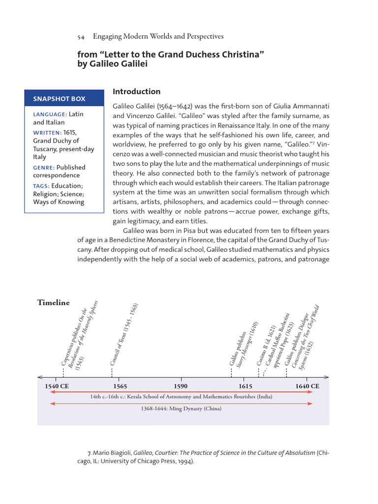 Galileo, Letter To The Grand Duchess Christina | PDF | Galileo Galilei ...