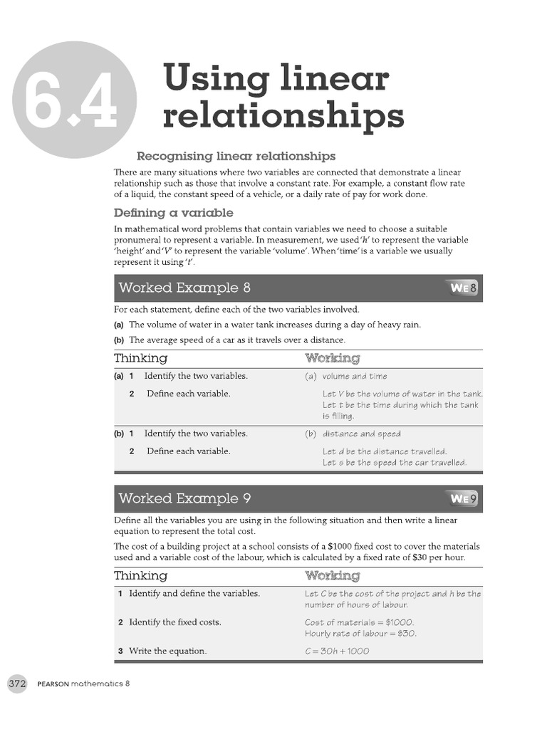 Pearson 8 Chapter 6.4 Using Linear Relationships | PDF