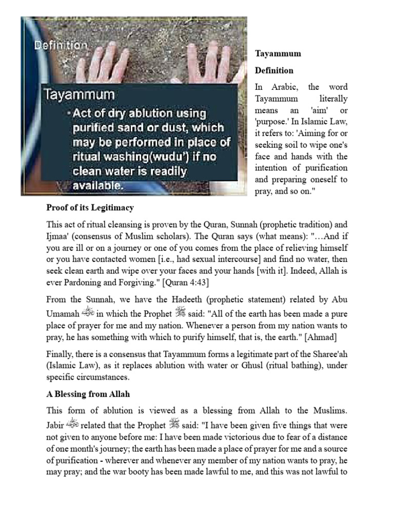 Tayammum | PDF | Semitic Words And Phrases | Islamic Jurisprudence