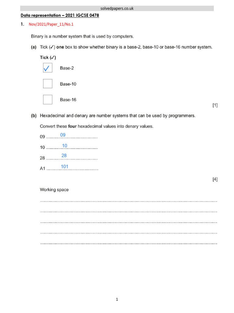 2021 Data Representation IGCSE 0478 | PDF | Data Compression | Videotelephony