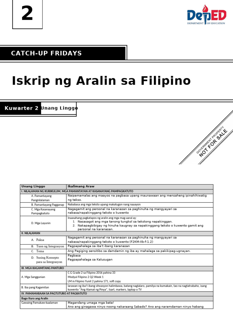 Q2 Week 1 LS FILIPINO | PDF