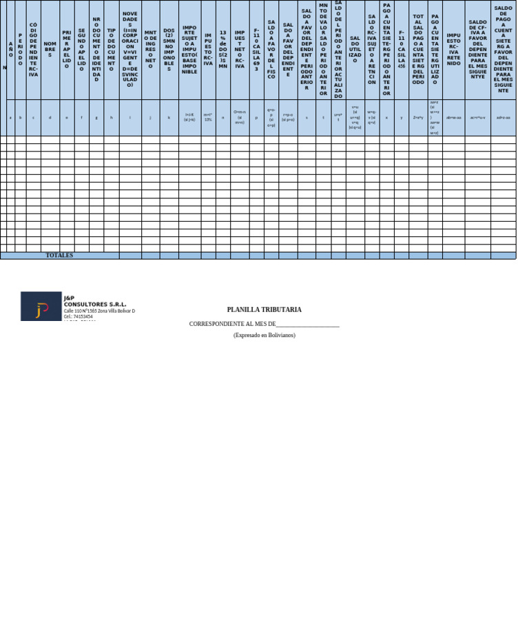 Planilla Tributaria | PDF