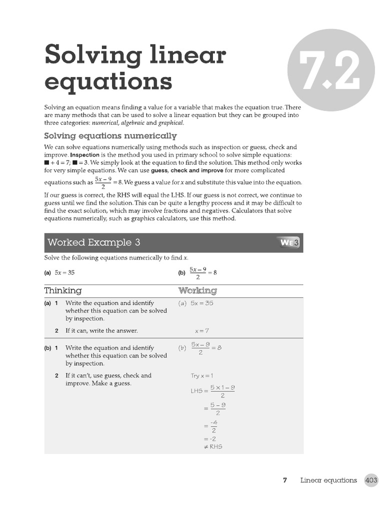 Pearson 8 Chapter 7.2 Solving Linear Equations | PDF