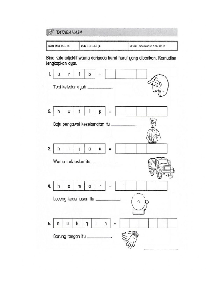 Malay Warna Worksheet | PDF