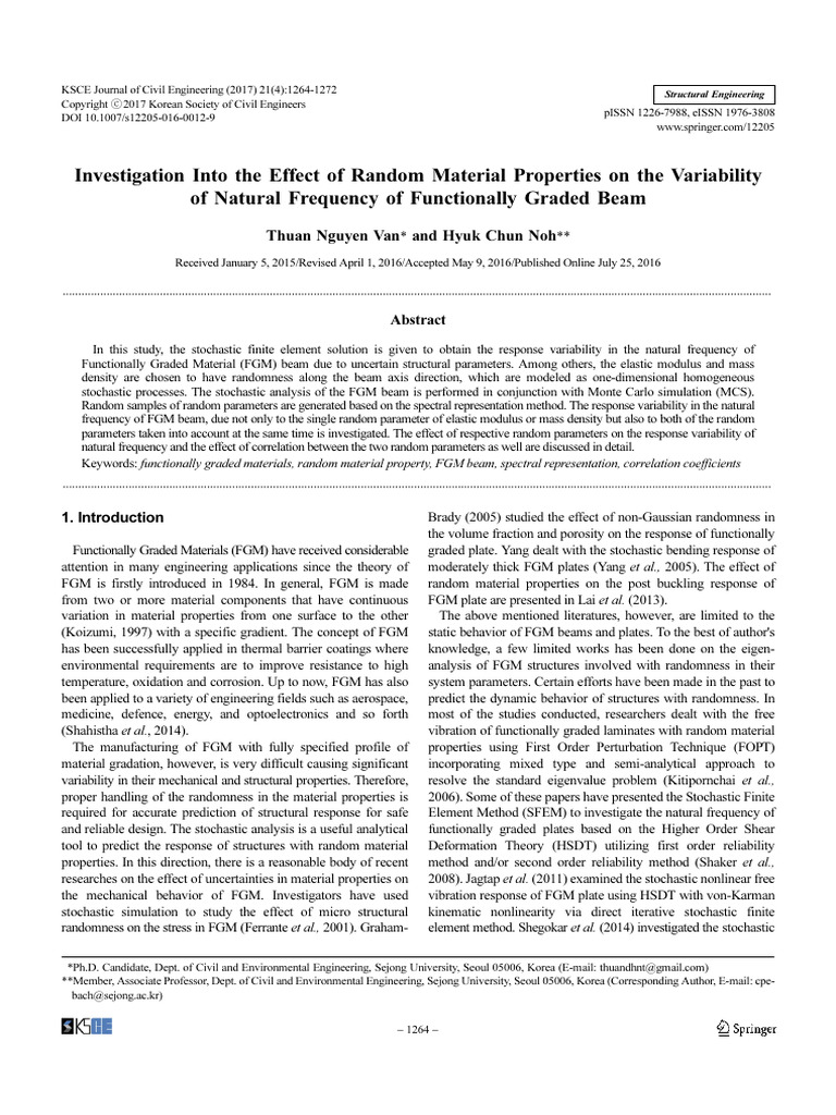 Thuan KSCE Random Frequency FGM Beam | PDF | Finite Element Method ...