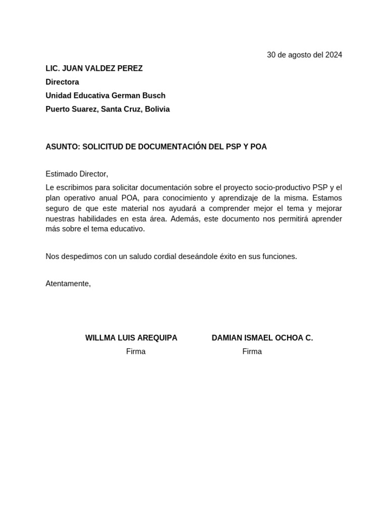 Carta de Solicitud de Documentacion | PDF | Salud y bienestar