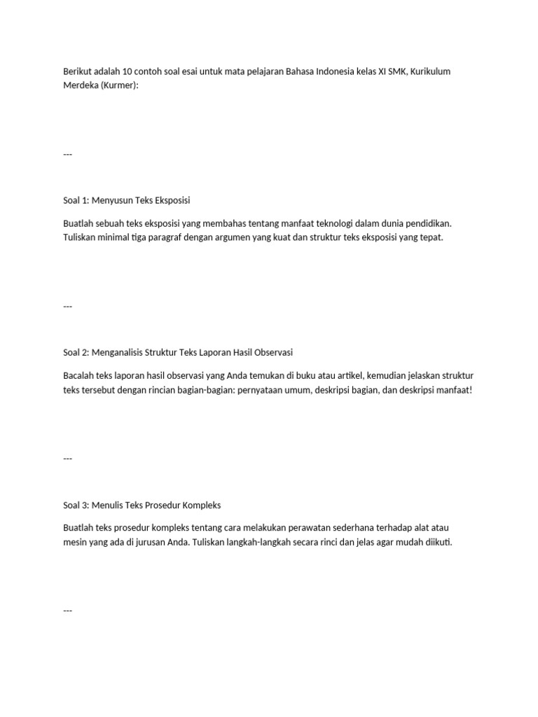 Soal Esay Mid Klas Xi New | PDF