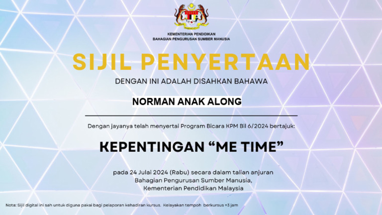 SIJIL BICARA KPM 6 - 2024 Norman | PDF