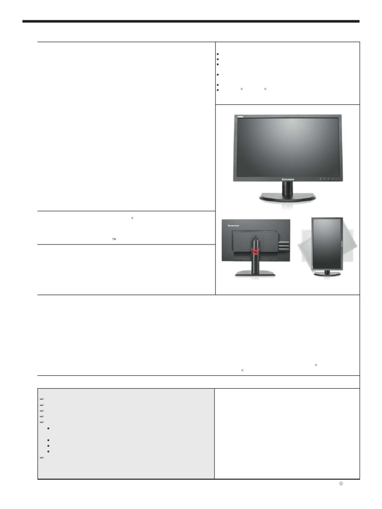 Lenovo ThinkVision LT2323p Specs Overview | PDF | Computer Monitor ...