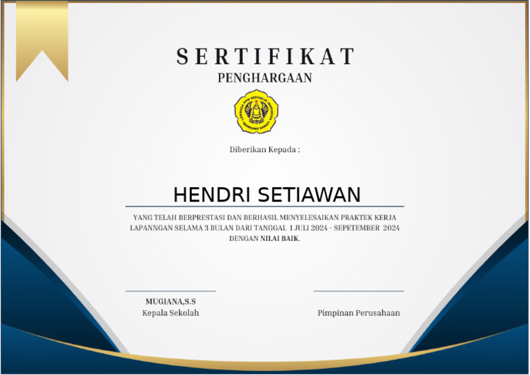 Sertifikat PKL | PDF