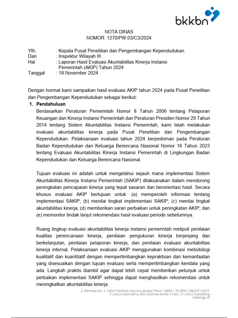 1270 ND Laporan Hasil Evaluasi Akuntabilitas Kinerja Instansi Pemerintah (AKIP) PUSDU Tahun 2024 ...