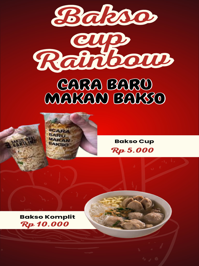 Merah Modern Spanduk Bakso Banner Portrait | PDF