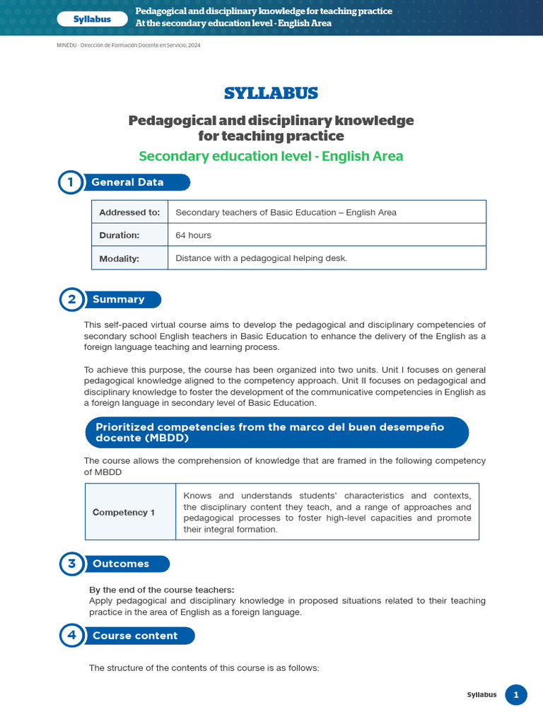 Sílabo Del Curso-Inglés | PDF | Pedagogy | English As A Second Or Foreign Language