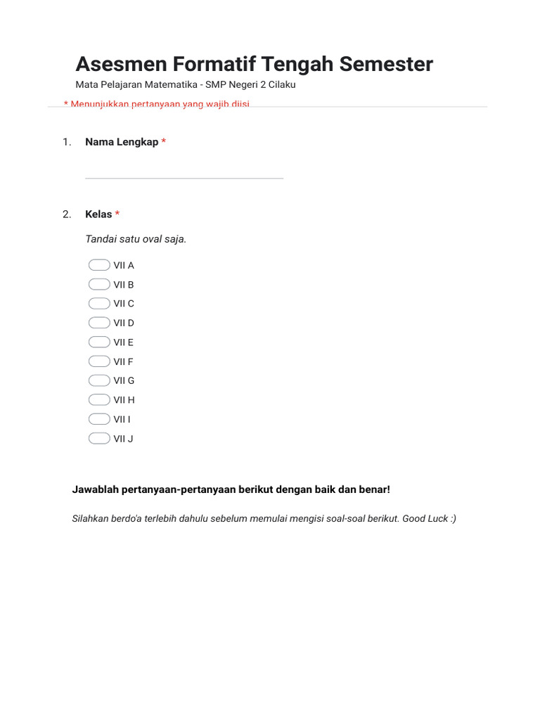 Asesmen Formatif Tengah Semester | PDF