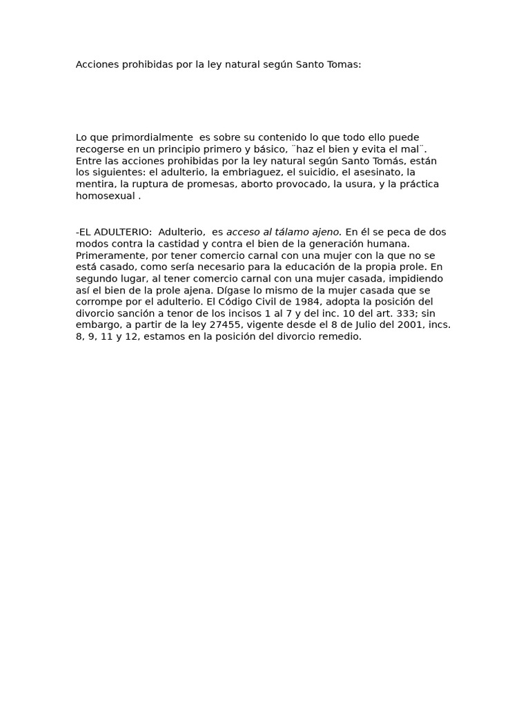 Acciones Prohibidas Por La Ley Natural - MENDOZA TEJADA GERALDINE | PDF